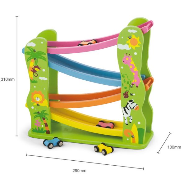 Pod Zig Zag Cu Masinute Din Lemn VIGA (18 Luni+) - Jucarici.ro